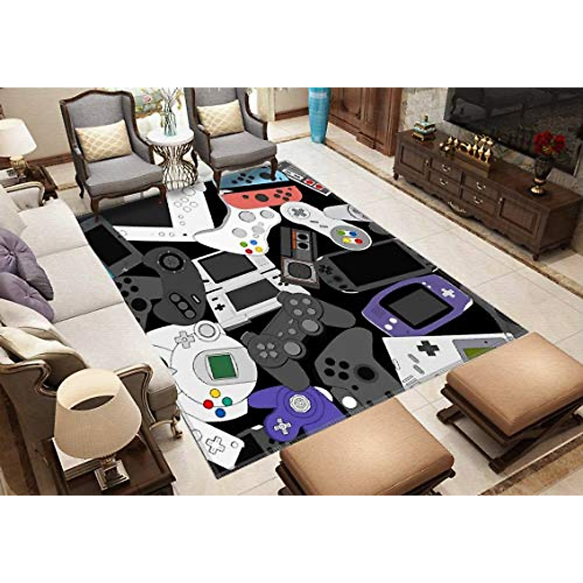 Gamer Controller Area Rugs Non-Slip Floor Mat Doormats Home Runner Rug Carpet for Bedroom Indoor Outdoor Play Mat Nursery Throw Rugs Yoga Mat