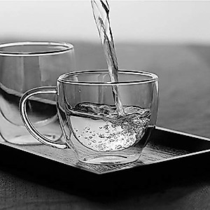 BNUNWISH Double Wall Glass Expresso Coffee Mugs Set Of 4 (7 OZ / 200 ML) Insulted Clear Cappuccino Coffee Mugs Tea Cups