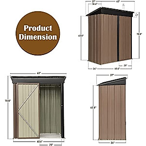 5x3 FT Storage Shed Outdoor Metal Tool Garden Shed with Single Lockable Door, Metal Garden Shed Waterproof and Anti-Rust Tool Storage Shed for Backyard Patio Lawn