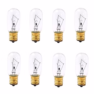 Mandala Crafts Appliance Light Bulbs for Microwave, Refrigerator, Oven; Dimmable, Intermediate Base, Pack of 8 (Warm White, E17 T8 120V 40 Watt)