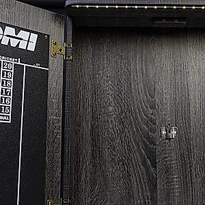 DMI Sports Paris Bristle Dartboard Cabinet Sets - Includes LED Lighting or Electronic Scoring Option, Rustic Grey (D4400W)