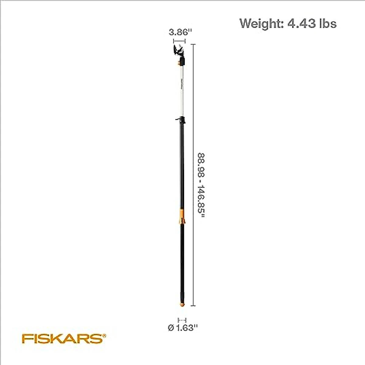 FISKARS 7.9ft-12ft Extendable Pole Tree Pruner / Trimmer with Rotating Head and Precision-Ground Steel Blade - Easy and Smooth Cutting up to 1.25" Diameter