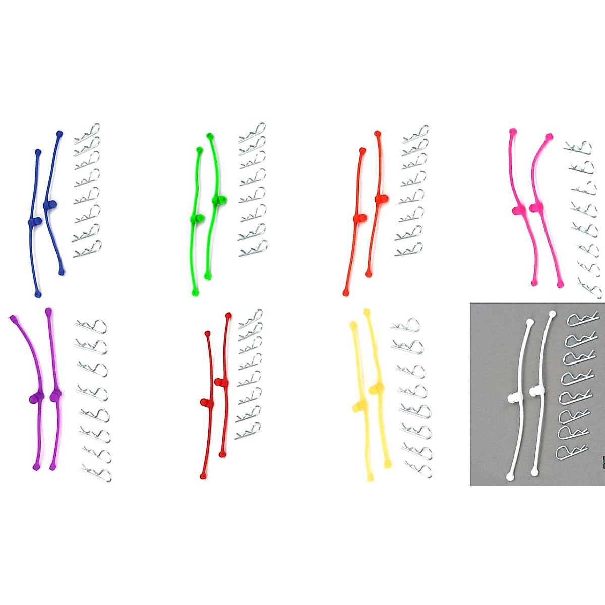 Du-Bro Body Klip Retainer, with Rubber Attachments, for RC Cars and Trucks, 2-Pack, Lime Green