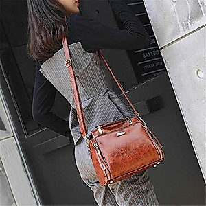 Mn&Sue Vintage SatchelHandbags for Women Shoulder Bag Work Tote Cross Body Messenger Bag (Dark Green)