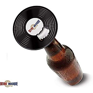 The Beatles - 8 Piece Mini Vinyl Record Coaster Set with Tin & Magnetic Bottle Opener by Retro Musique