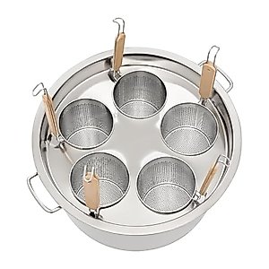 Stainless Steel Pasta Cooker, 4/5 Holes Pasta Pot and Insert Strainer Basket Cookware for Home Kitchen, Restaurant, Commercial Cooking Tool,5Holes(5Holes)