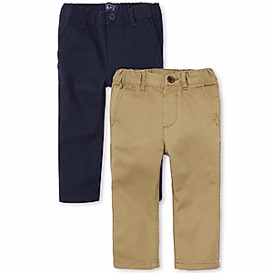 The Children's Place Baby Boys and Toddler Boys Stretch Skinny Chino Pants, Flax/Tidal, 9-12 MONTHS