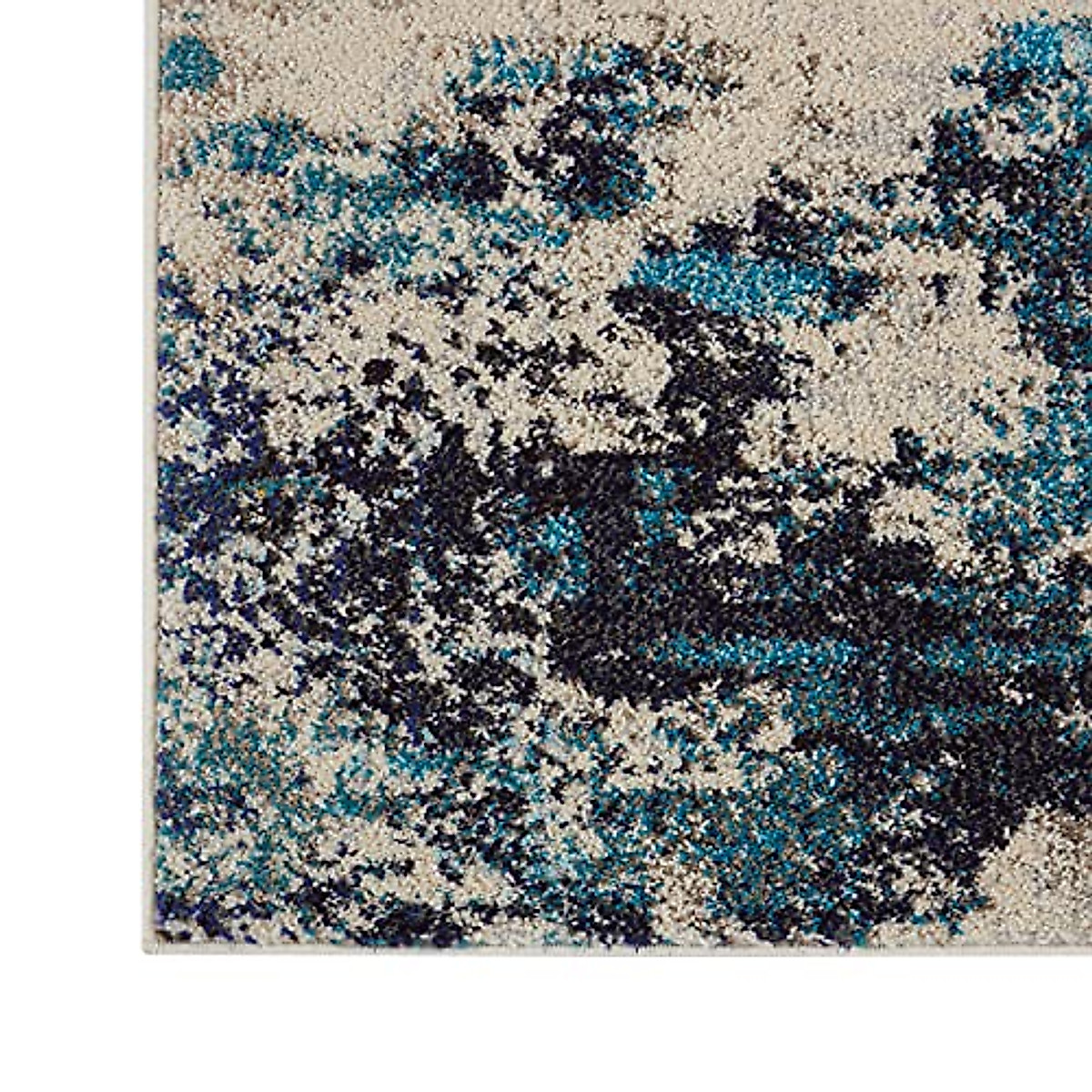 Nourison Celestial Modern Abstract Ivory/Teal Blue 5'3" x 7'3" Area-Rug, Easy-Cleaning, Non Shedding, Bed Room, Living Room, Dining Room, Kitchen (5x7)