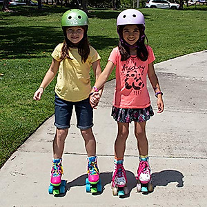 Circle Society Classic Adjustable Indoor & Outdoor Childrens Roller Skates - Jojo Siwa Rainbow - Sizes 3-7, 170035,Multi