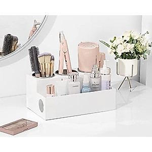 HBlife Hair Tool Organizer, White Acrylic Hair Styling Tools Organizer, Blow Dryer Holder, Caddy Storage for Hair Brush
