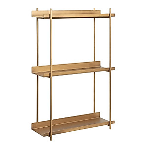 Kate and Laurel Dominic Modern Metal Bathroom Shelf, 20 x 7 x 30, Dark Gold, Sleek Glam 3-Tier Floating Shelves for Wall Decor, Display, and Over Toilet Storage