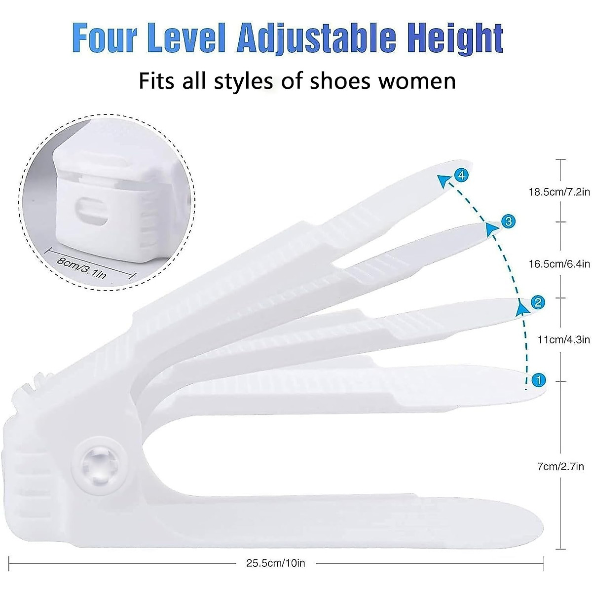 YIHATA Shoe Slots Organizer 20 Pack, Adjustable Shoe Stacker Space Savers 50%, Upgrade Double Deck Shoe Rack Holder for Closet Organization, White