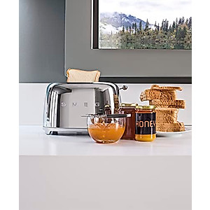 Smeg TSF01SSUS 50's Retro Style Aesthetic 2 Slice Toaster, Chrome
