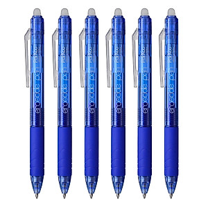 ParKoo Retractable Erasable Gel Pens Clicker, Fine Point 0.7mm, Make Mistake Disappear, Blue Ink for Note Taking and Crossword Puzzles, 6-Pack