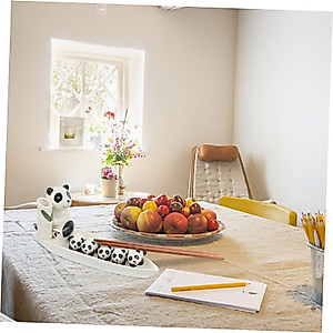Abaodam 1 Set Ceramics Panda Doll Set Writing Brush Japanese Decor Sushi Plate Food Animal SOYA Sauce Holder Decorate Rice Spoon Dining Room Table Decor Cartoon Japanese Chopstick Stand