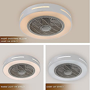 Bedroom Modern Ceiling Fan with Light Low Profile Ceiling Fan, 20" Flush Mount Ceiling Fan with Lights Remote 3 Colors Dimmable LED 3 Speeds 5 Blades Enclose Ceiling Fans for Indoor (Style E)