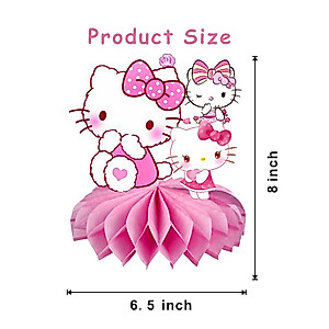 8Pcs kitty Honeycomb Table Centerpiece, kitty Birthday Party Supplies Table Decorations for Kids Party Decorations