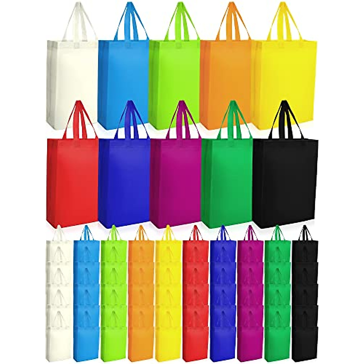 72 Pcs Non Woven Tote Bags Reusable Gift Bags with Handles Bulk Kids Gift Bags Foldable Bag Grocery Bags for Christmas Birthdays Wedding Party Favors Grocery Shopping Holiday Presents