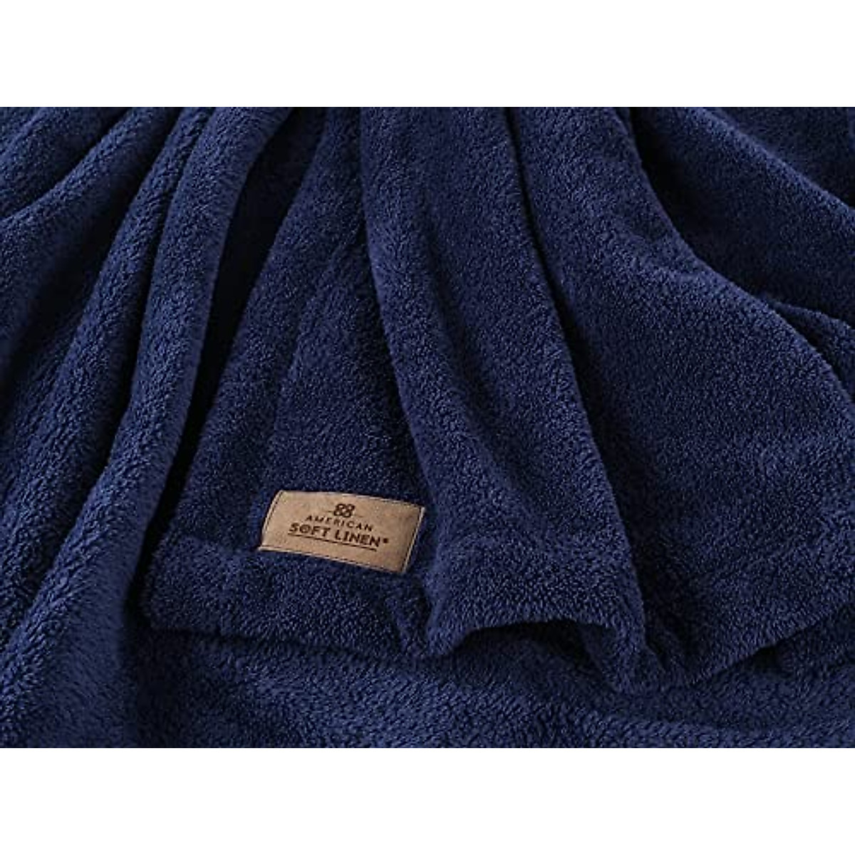 American Soft Linen Bedding Fleece Blanket Queen Size 85x90 inch Oversized Plush Fuzzy Cozy Soft Blanket for Bed, Sofa, Couch, Navy Blue