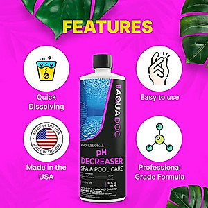AquaDoc pH Decreaser - pH Down for Hot Tub Spa - Hot Tub Chemicals pH Decreaser pH For Hot Tub And Spa - Spa Down And pH Minus Chemicals - for Indoor & Outdoor Hot Tub Maintenance - Hot Tub pH Reducer