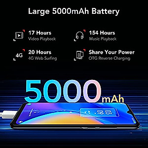 TCL 20 SE 6.82" Unlocked Cellphone, 4GB RAM + 128GB ROM, US Version Android Smartphone 48MP AI Quad-Camera, 5000mAh Mobile Phone, Dual Speaker, OTG Reverse Charging, Android 11, Nuit Black