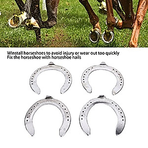 4pcs Horseshoe Kit, Aluminum Alloy Horse Shoes Light Weight Reliable Practical Horse Riding Accessory for Horse Racing Racecourse(No 4)
