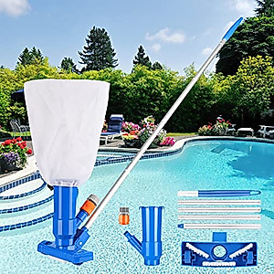 Bearbro Portable Swimming Pool Vacuum Jet Underwater Cleaner with 5-Section Pole Handheld Pool Leaf Vacuum Suction Head for Above Ground Pool Spa Pond Fountain and Hot Tub