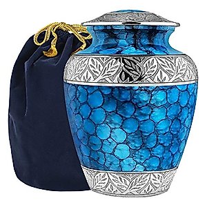 Trupoint Memorials Cremation Urns for Human Ashes - Decorative Urns, Urns for Human Ashes Female & Male, Urns for Ashes Adult Female, Funeral Urns - Royal Blue, Large