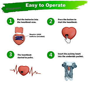 Kisspaws Heartbeat Plush Toy for Dogs Puppy Cats Pet Anxiety Relief and Calming Sleep Aid Pet Comfort Companion Toy