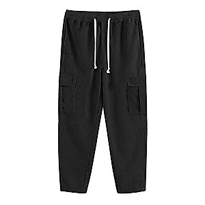 Casual Pants Slim fit with Zipper Pockets Men's Fleece Lined Pants Water Resistant Warm Sweatpants Thermal Winter Running Athletic Joggers with Pockets Men's Gym Training MAIUS31011HOT0293 Black