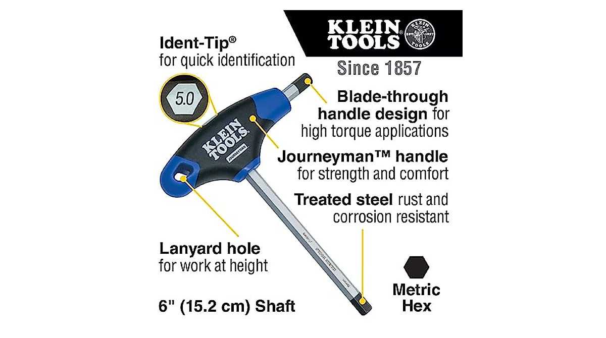 Klein Tools T-Handle Hex Key Set with Organizer - 8 Piece Metric