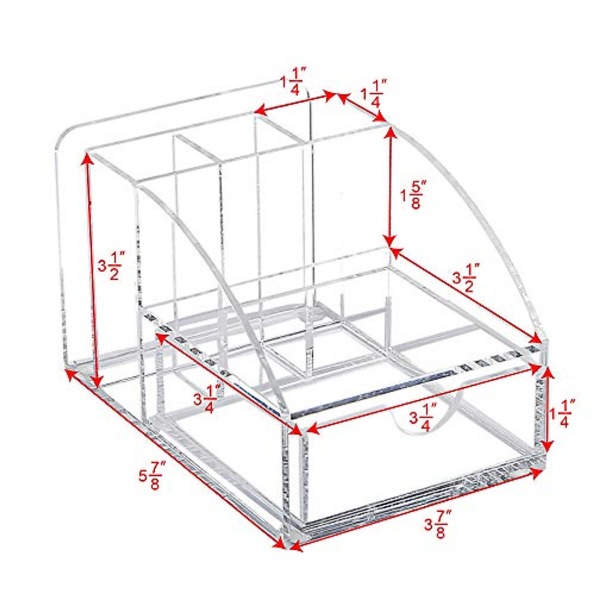 Ikee Design Acrylic Premium Desktop Office Supplies Organizer with Post It Note Pad Holder, Mail Storage and 3 Pencil Slots, Office Tool Storage Case, 3 7/8" W x 5 7/8" D x 3 1/2" H