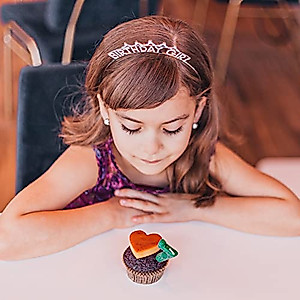 FROG SAC Birthday Girl Crown Headband for Girls, Rhinestone Princess Tiara for Kids, Tiaras for Women, Crown Hair Accessories for Children, Teen Girl Headbands (Silver-Birthday Girl)