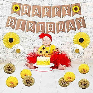 Sunflower Happy Birthday Banner Sunflower Theme Party Decorations for Baby Shower Kids Birthday Party