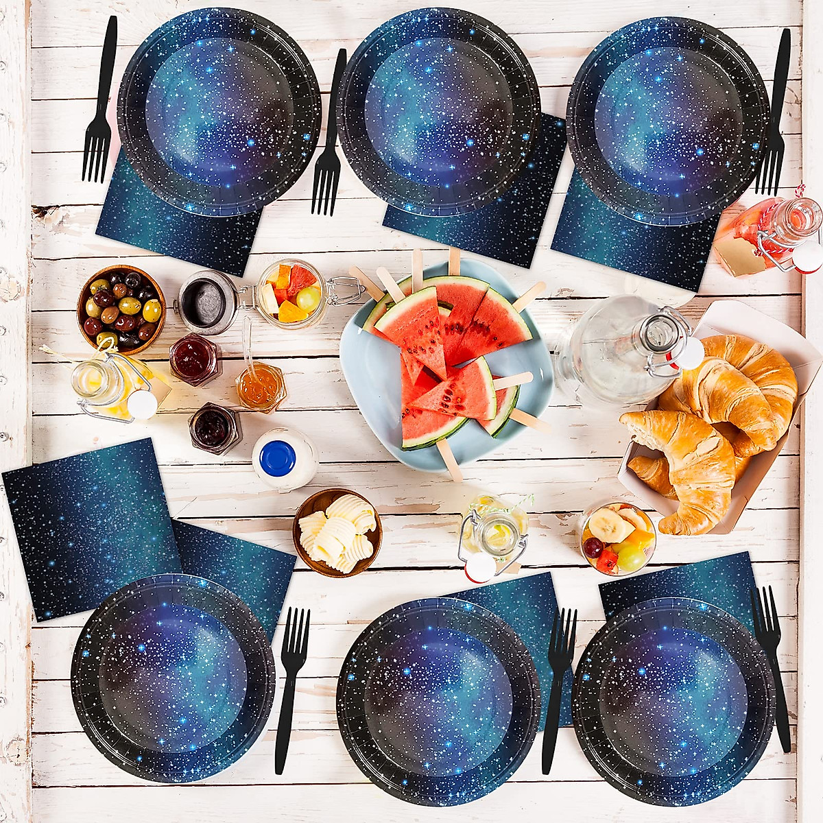 50 Pcs Space Starry Napkins Galaxy Party Napkins Supplies Decorations Lunch Paper Napkins for Outer Space Birthday Baby Shower