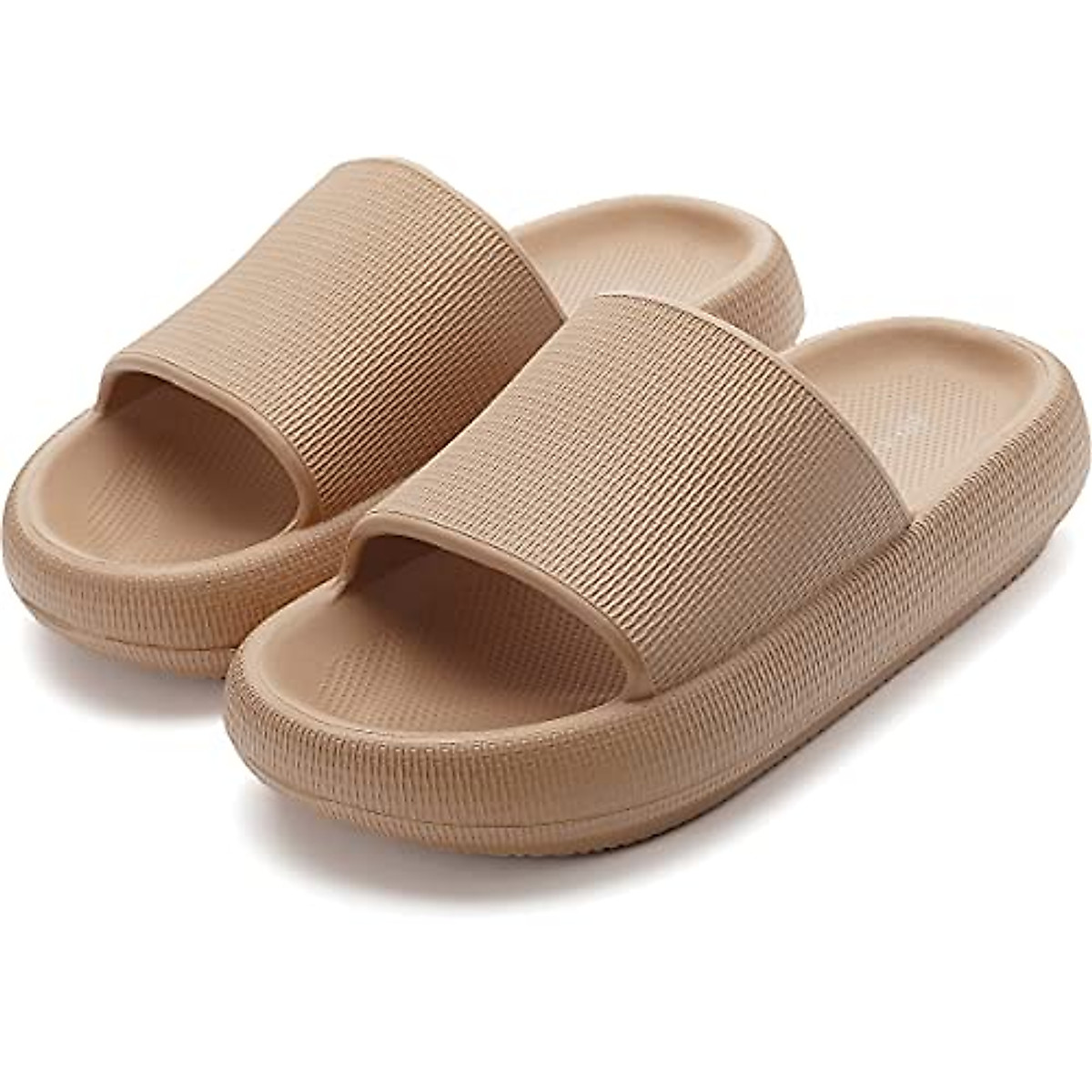 BRONAX Slides for Women Unisex EVA Soft Size 6 Pillow House Home Garden Slippers Sandals for Ladies Comfy Cushioned Thick Sole 37-38 Brown