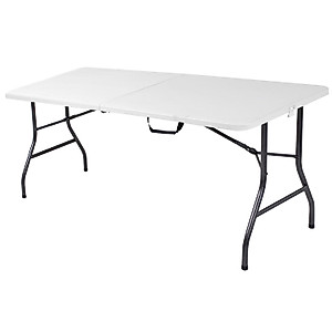 COSCO 6 ft. Fold-in-Half Banquet Table w/Handle, White