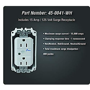 DATA COMM Electronics Media Plate with Duplex Surge Suppressor, White, 0 US