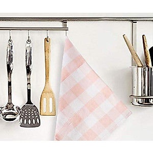 Buffalo Plaid Kitchen Towel Set - 4 Pack 20 x 30 Inch Heavy Duty Dish Towels - Pink and White Oversized Buffalo Check Towels with Hanging Loops - 100% Absorbent CottonFast Drying Dish Cloth Set