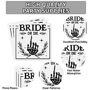 Bride or Die Bachelorette Party Decorations Tableware Se,96pcs Til Death Do Us Party Pater Plates and Napkins Skull Gothic for Bridal Shower Halloween Bachelorette Birthday Party Supplies Serves 24