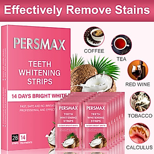 PERSMAX Teeth Whitening Strips 14 Treatments, Enamel Safe for Whiter Teeth, Non-Slip Sensitivity Free Dental Teeth Whitening Kit, Pack of 28 Strips