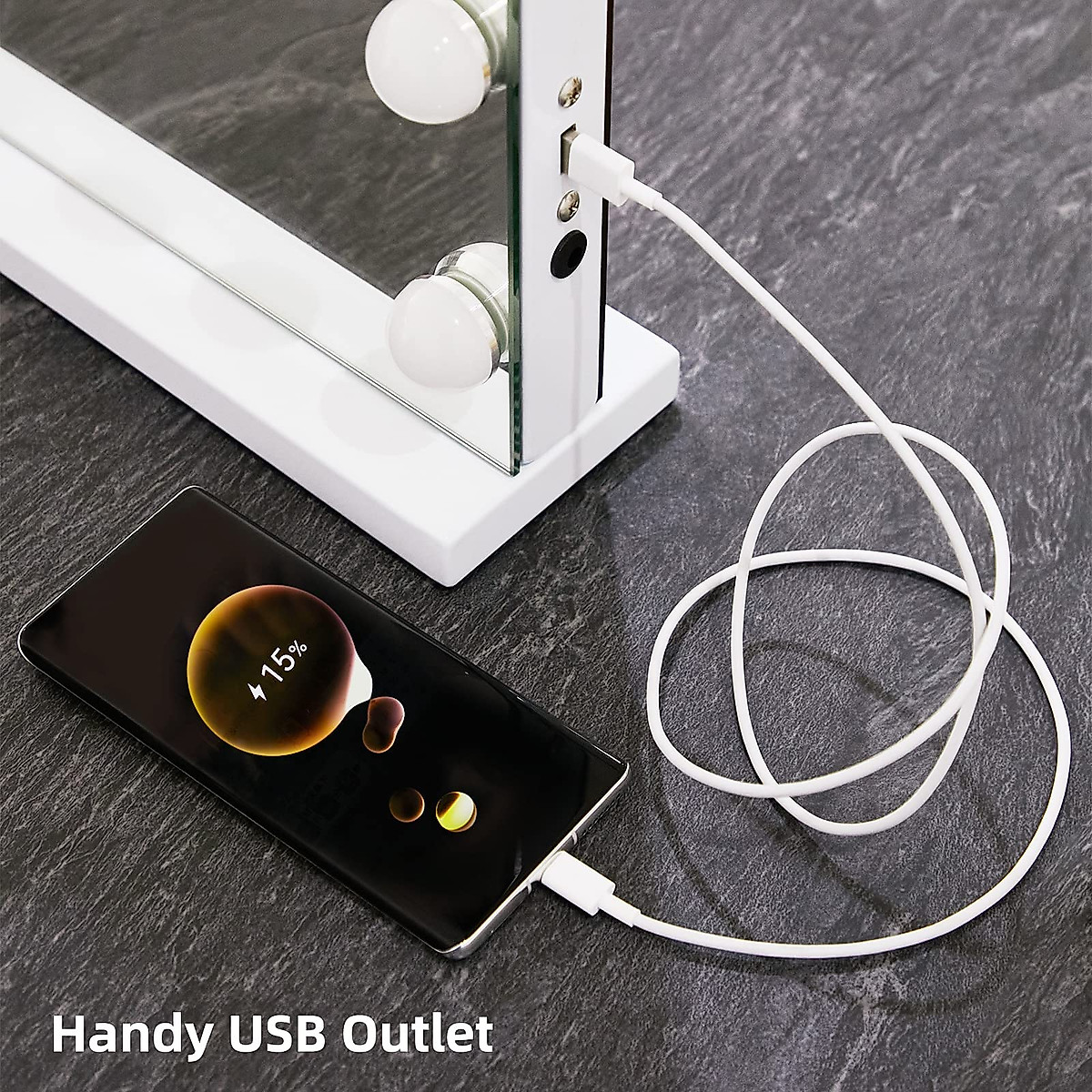 NEKL Hollywood Vanity Mirror with Lights, 23x19 Inch, 3 Modes, Touchscreen, USB Port, Tabletop & Wall-Mounted