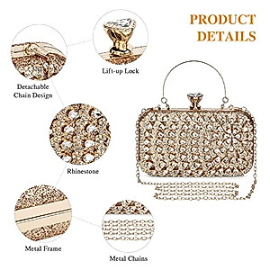 UBORSE Peacock Crystal Clutch Purse for Women Evening Bags Formal Rhinestones Glitter Wedding Bridal Handbag Ladies Prom Cocktail Party Purse Gold