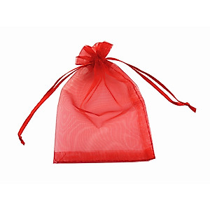 QIANHAILIZZ 8 x 12 Inch 100 pcs Drawstring Bags Organza Fabric Jewelry Gift Pouch Candy Pouch Wedding favors B231 (red)