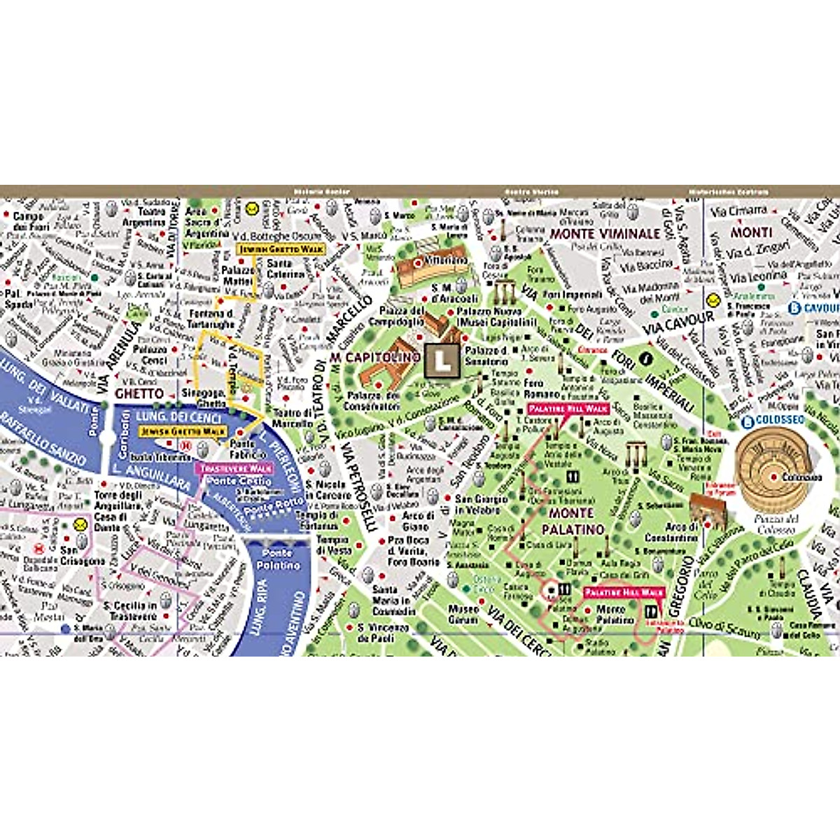 StreetSmart® Rome Map by VanDam –– Laminated, pocket sized City Center folding street and subway map to Rome, Italy with all attractions, museums, ... ... (English, Italian and German Edition)