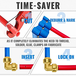 SUNGATOR 1/2" Elbow, Pushfit 90 Degree Elbow, No Lead Brass Plumbing Fitting 1/2" 90 Elbow, Push to Connect PEX, Copper, CPVC, with 1 Disconnect Clip, Pack of 12