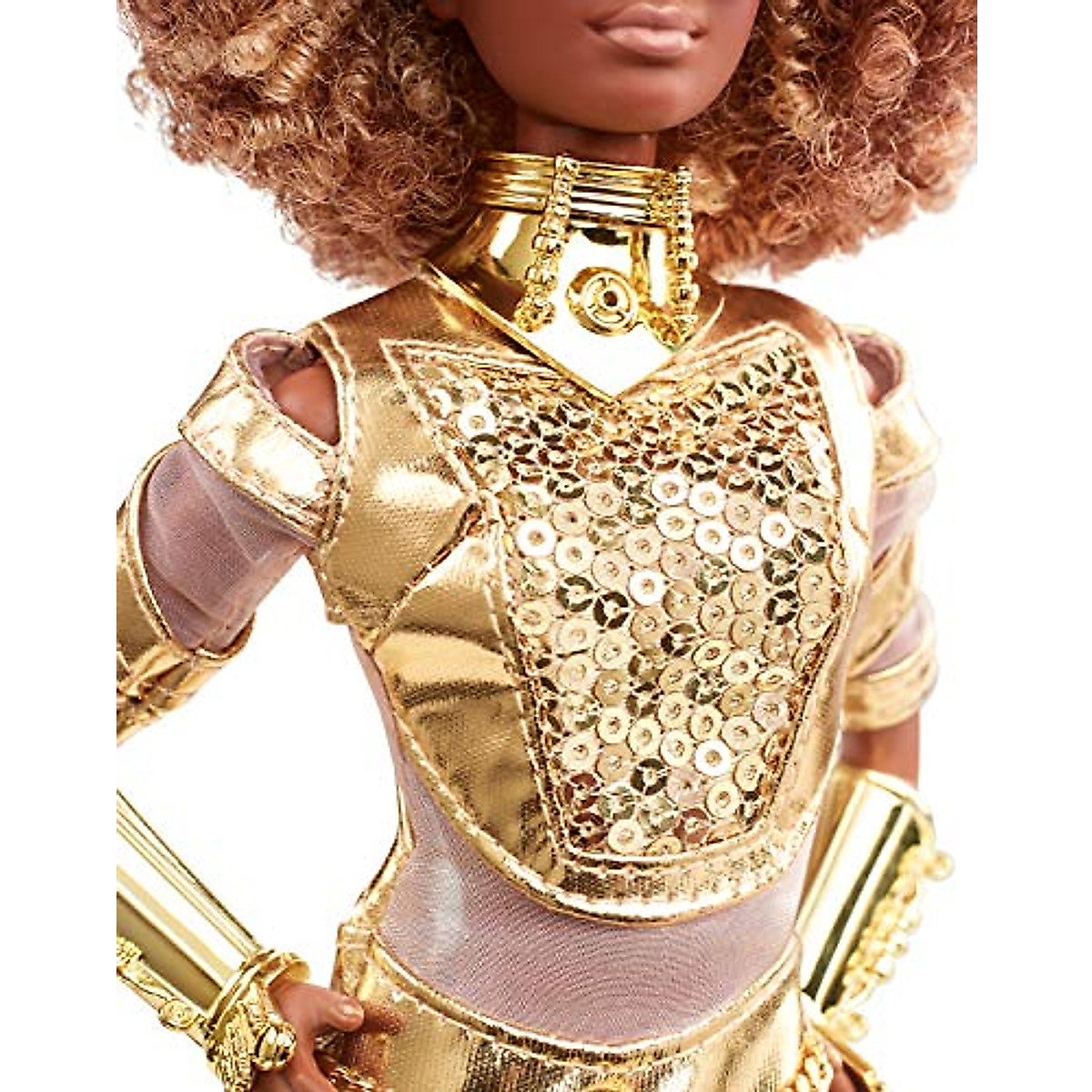 Barbie Collector Star Wars C-3PO x Barbie Doll (~12-inch) in Gold Fashion and Accessories, with Doll Stand and Certificate of Authenticity