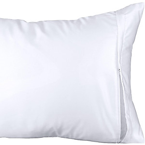 White Classic Zippered Style Pillow case Cover - Luxury Hotel Collection 200 Thread Count, Soft Quiet Zippered Pillow Protectors, King Size, Set of 2