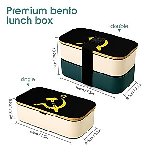 Russian Soviet Flag Hammer and Sickle Bento Lunch Box Leak-Proof Bento Box Food Containers with 2 Compartments for Offce Work Picnic Green-Style