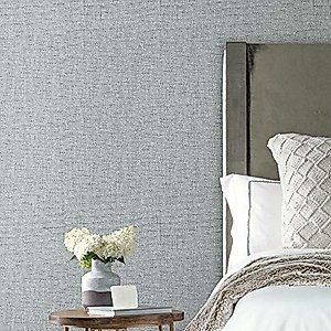 RoomMates RMK11696RL Light Gray Faux Grasscloth Weave Non-Textured Peel and Stick Wallpaper